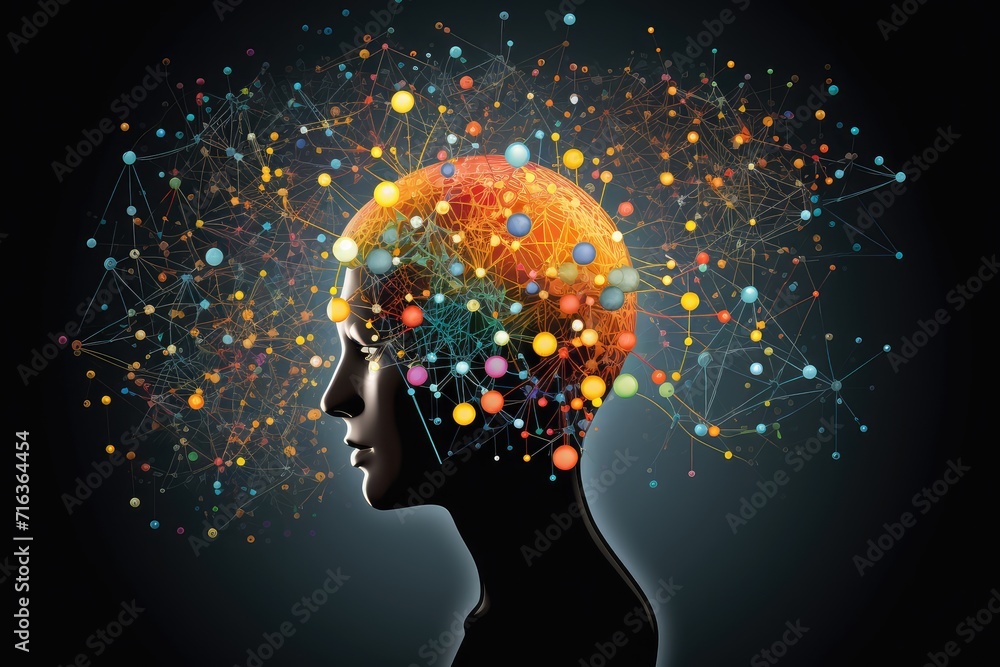 Colorful brain explosion creativity and neural connections. Receptor ...