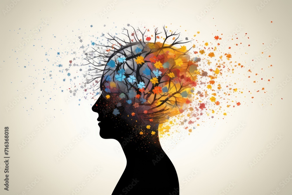 Illustration Stock Neuron and neuronal connections colorful mindset ...