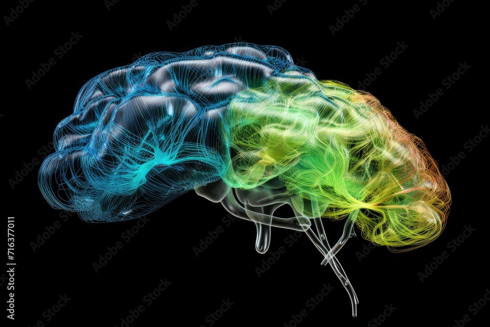 Illustration Stock Green brain amygdala's role in emotional processing ...
