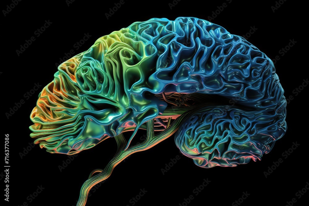 Illustration Stock Green brain amygdala's role in emotional processing ...