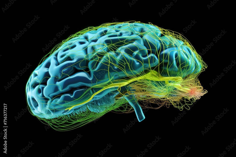 Illustration Stock Green brain amygdala's role in emotional processing ...