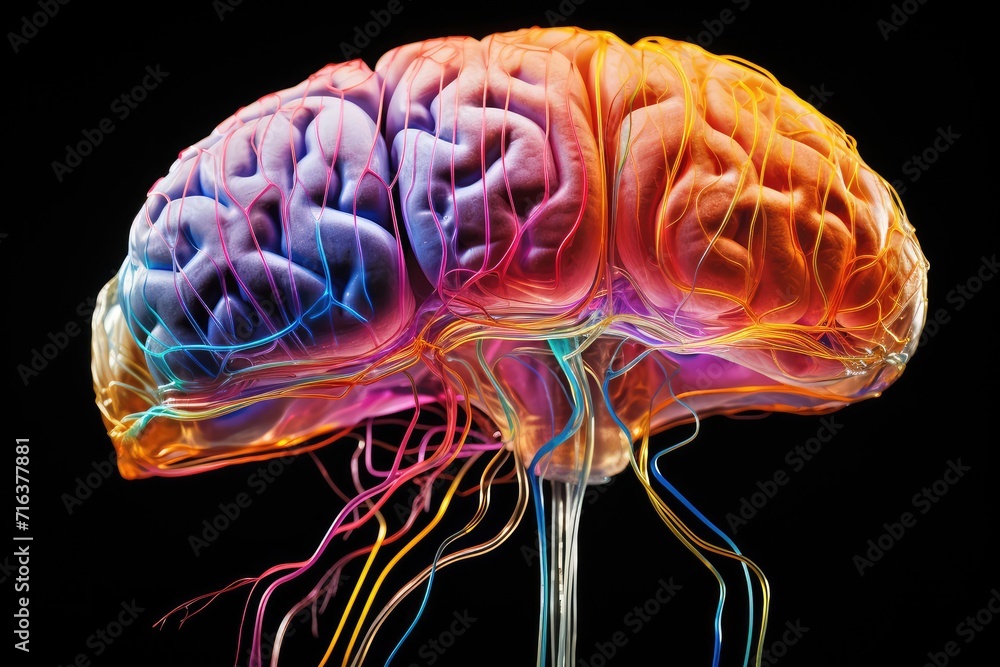 Ilustración de Stock Chiari malformation spatial perception. Brain ...
