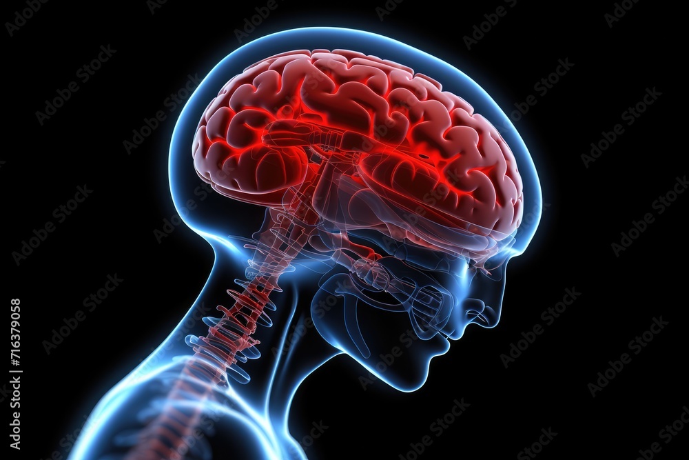 Red mind axon pain, a trigger for brain distress. A red dot signifies ...