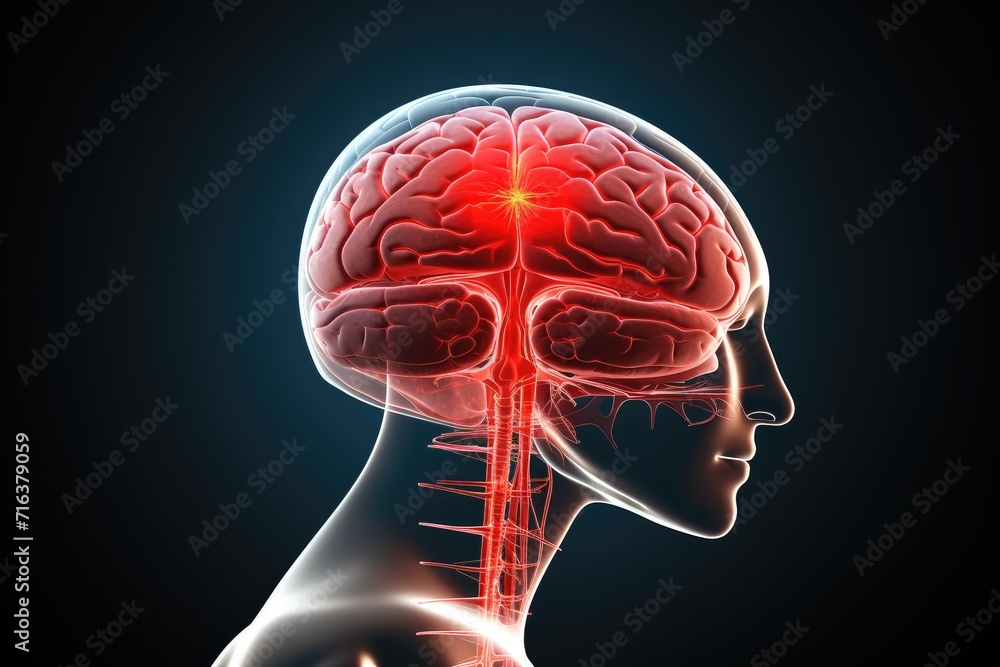 Red mind axon pain, a trigger for brain distress. A red dot signifies ...