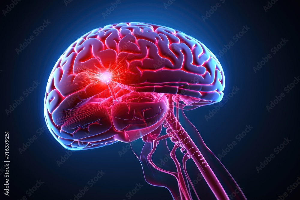 Red mind axon pain, a trigger for brain distress. A red dot signifies ...