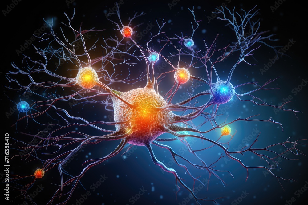 Illustration Stock Nerve cell Neuronal structures. Brain cell Axonal ...