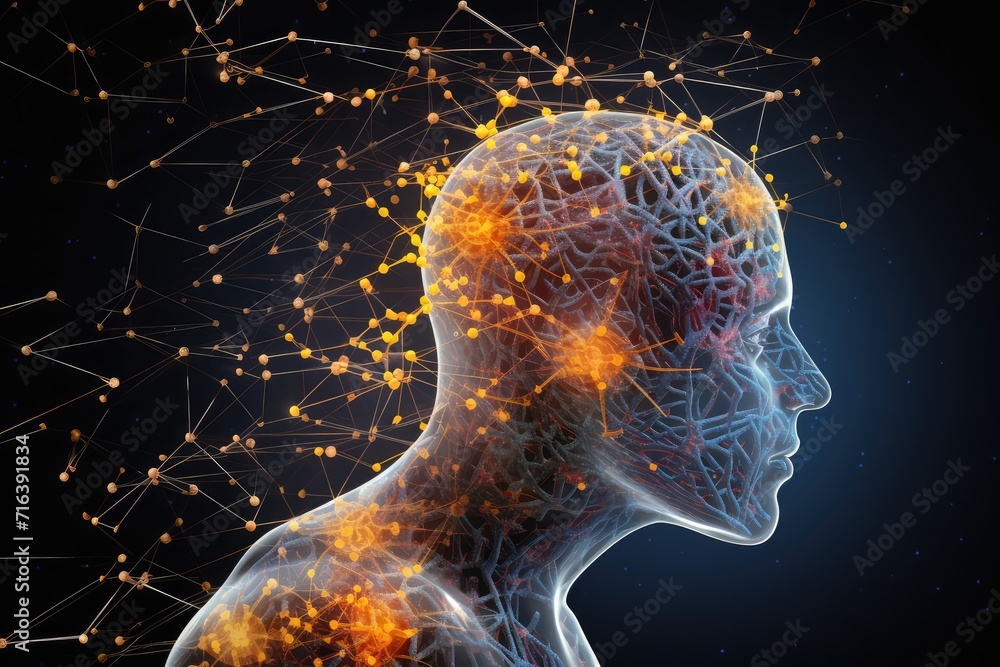 Illustration Stock Cognitive realm Mindset navigates Human Brain, where ...