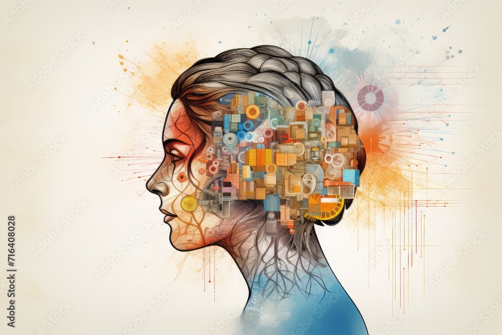 Illustration Stock Invasive Brain growth intellectual expansion, PET ...