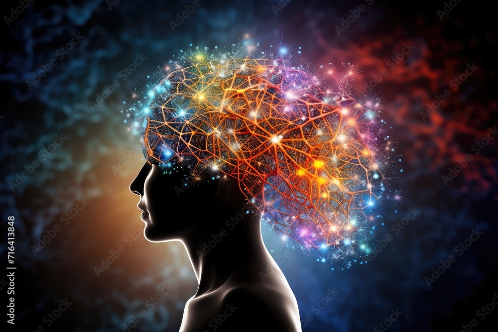 Ilustración de Stock Colored Motley Brain Axon Mind tracing dance of ...