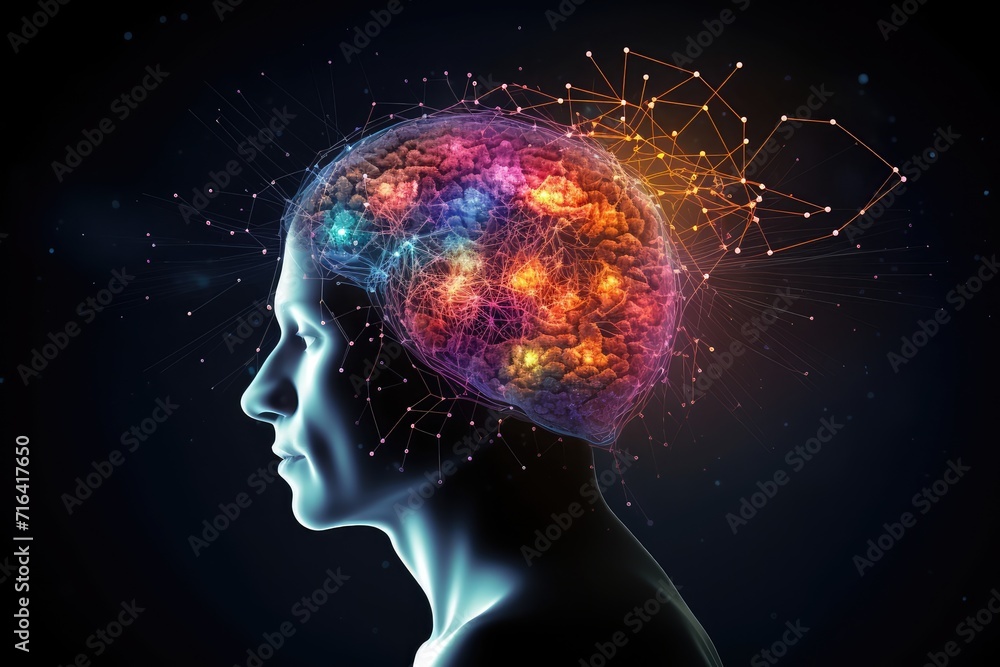 Illustration Stock Brain nexus nervous system, epitomizes mindful resilience. Cognitive cerebral ...