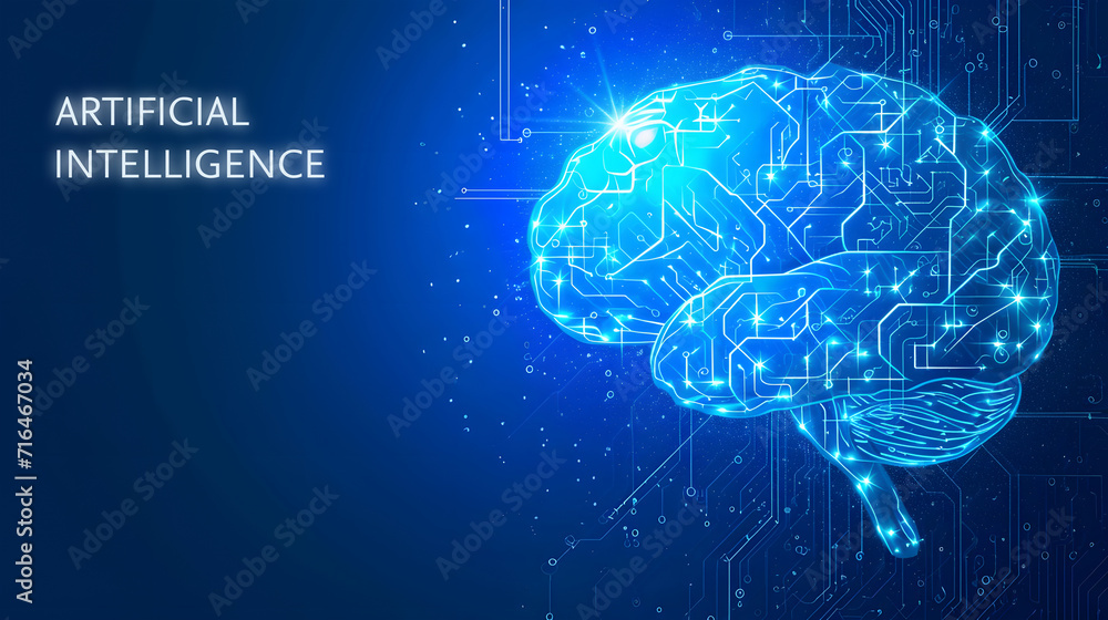 Artificial intelligence. Digital brain shaped with neural connection ...