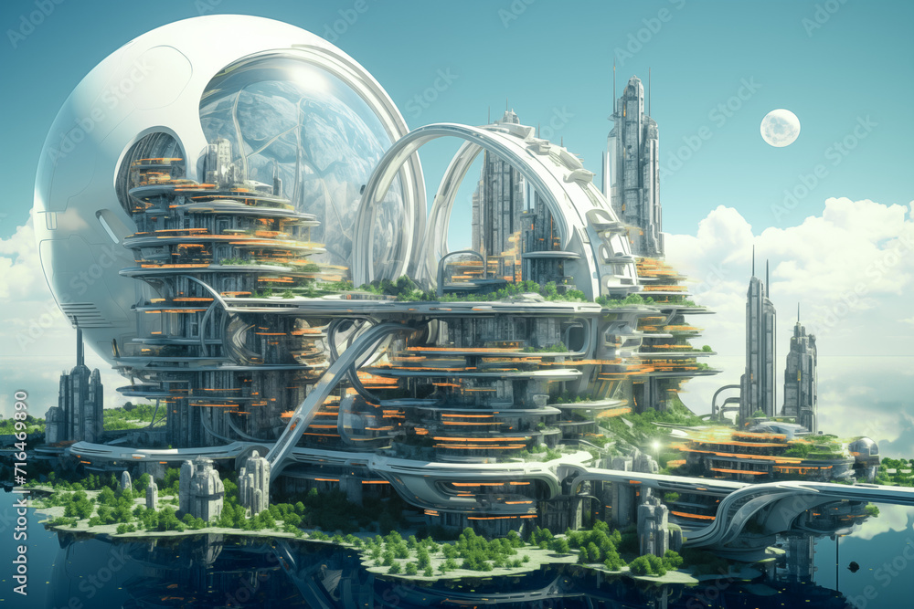 Sustainable Futuristic City Architecture. Innovative Green Design ...