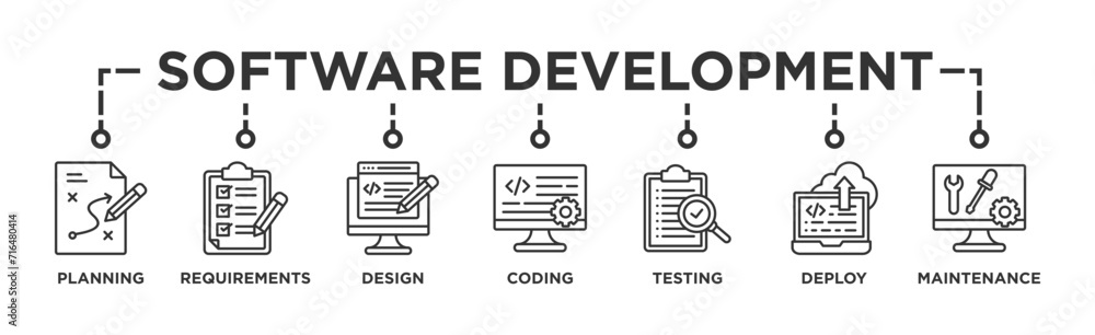 Software development life cycle banner web icon vector illustration ...