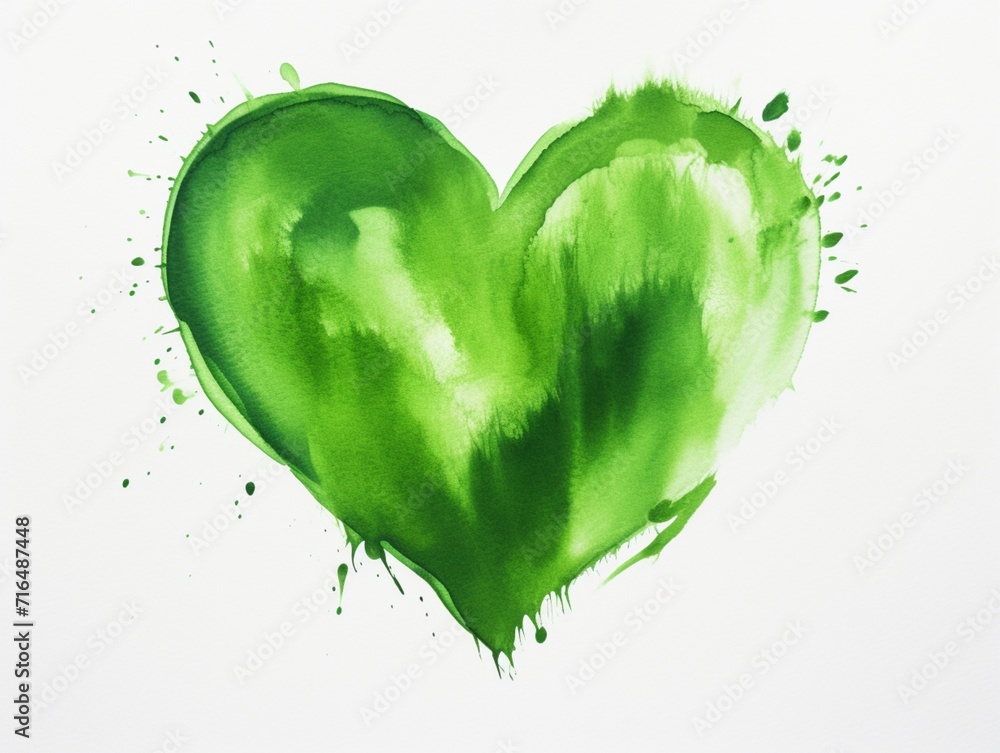 Amazing green heart clipart watercolor illustration pictures AI ...