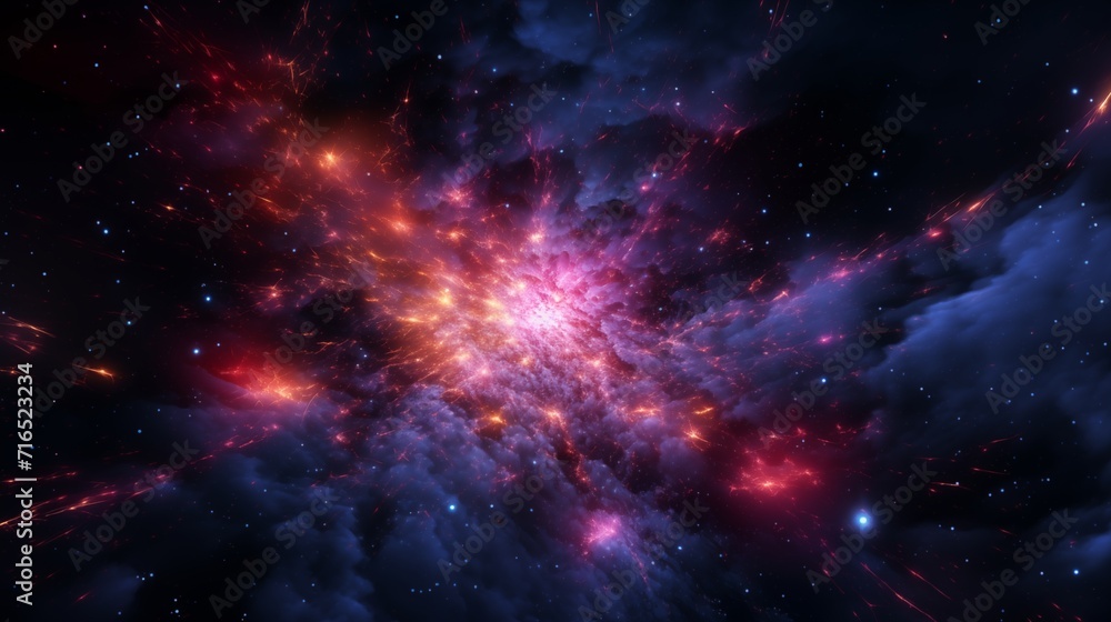 Collision of data nebulas, abstract nebulous forms blend and collide ...