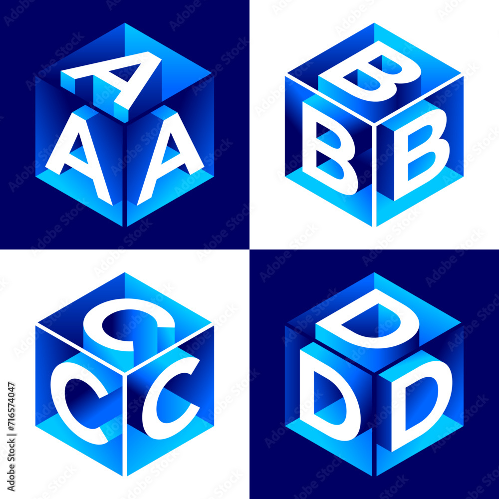 Isometric alphabet. 3d bold uppercase latin letters and numbers ...