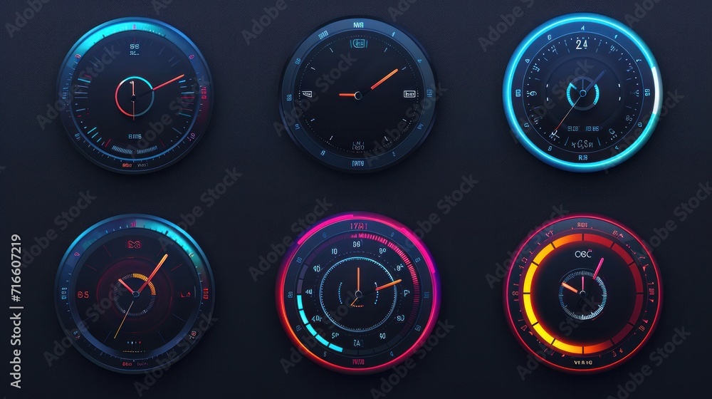 Mechanical Clock Style Smartwatch Faces Bezel Designs. Digital Watch ...