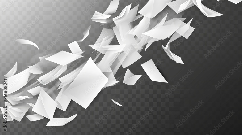 Realistic set of white paper sheets falling down isolated on ...
