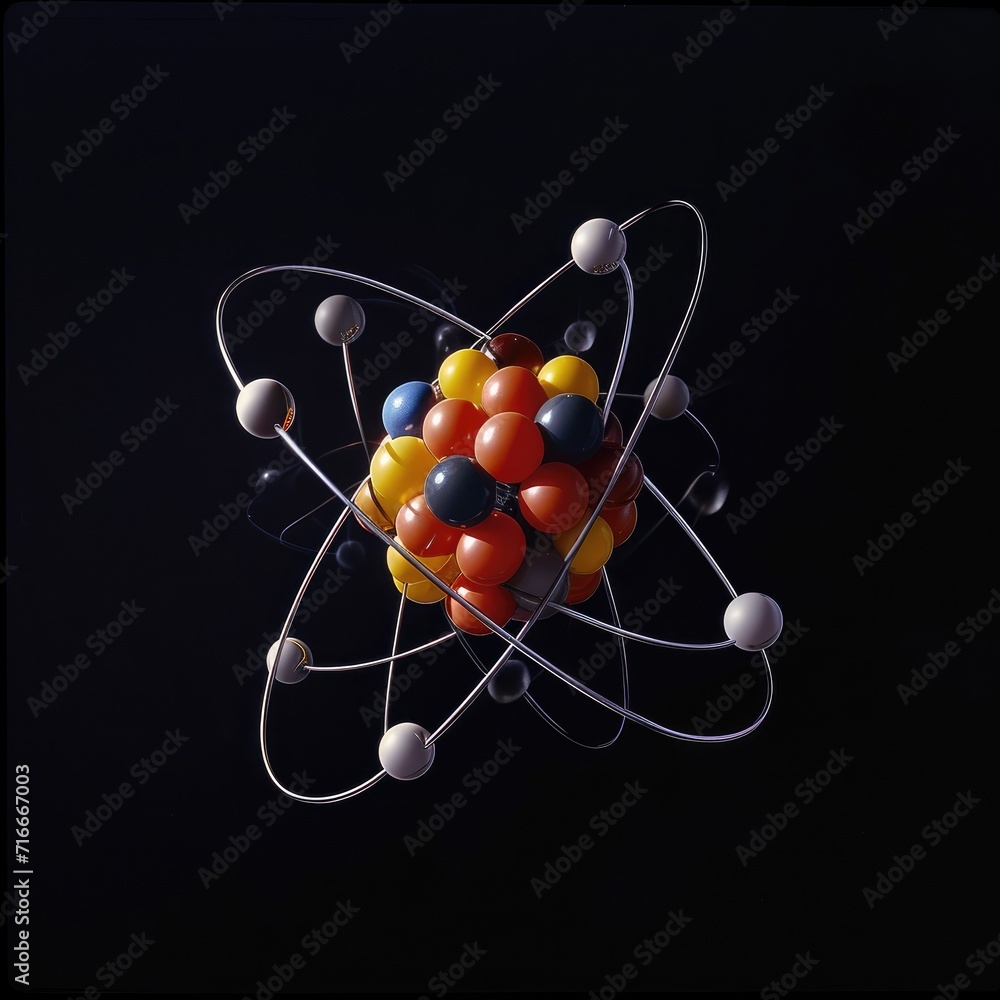 Ilustración de Stock Atomic dance: subatomic realm, electrons, neutrons ...