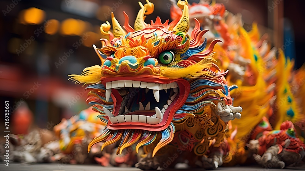 Chinese dragon puppet made from paper in Lunar new Year festival Stock ...