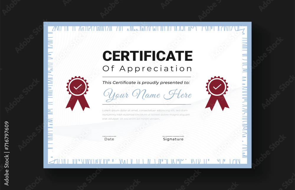 Modern certificate appreciation, certificate achievement template ...