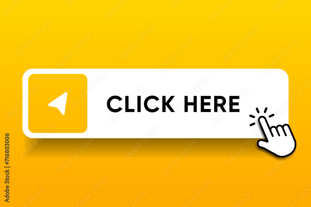 Стоковое векторное изображение «Click here web buttons with hand cursor. Set of action button ...