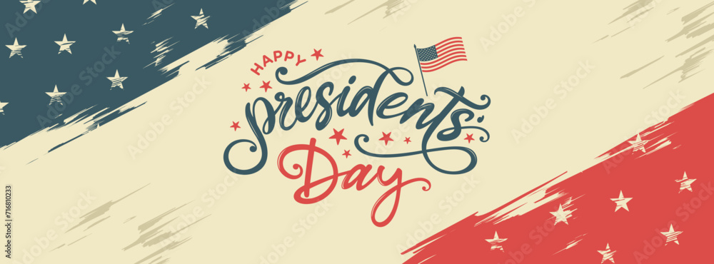 Presidents day banner, text, clipart with abstract, vintage, american ...
