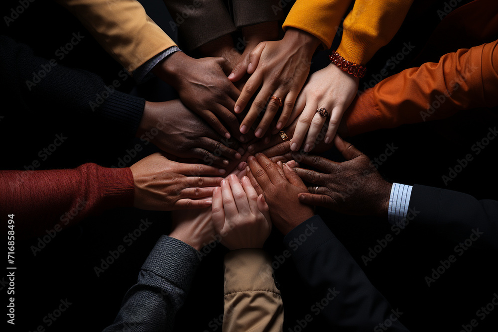 Ilustración de Stock A dynamic portrayal of a team huddle, members ...