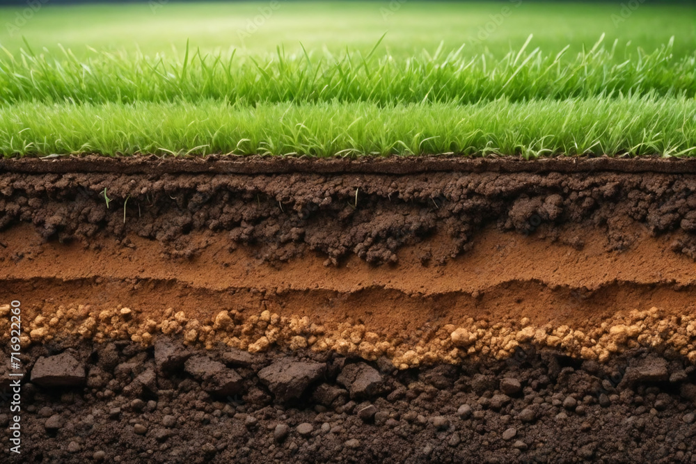 Underground soil layer of cross section earth, erosion ground with ...