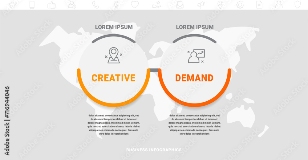 Vector timeline infographics template with three circles and options ...