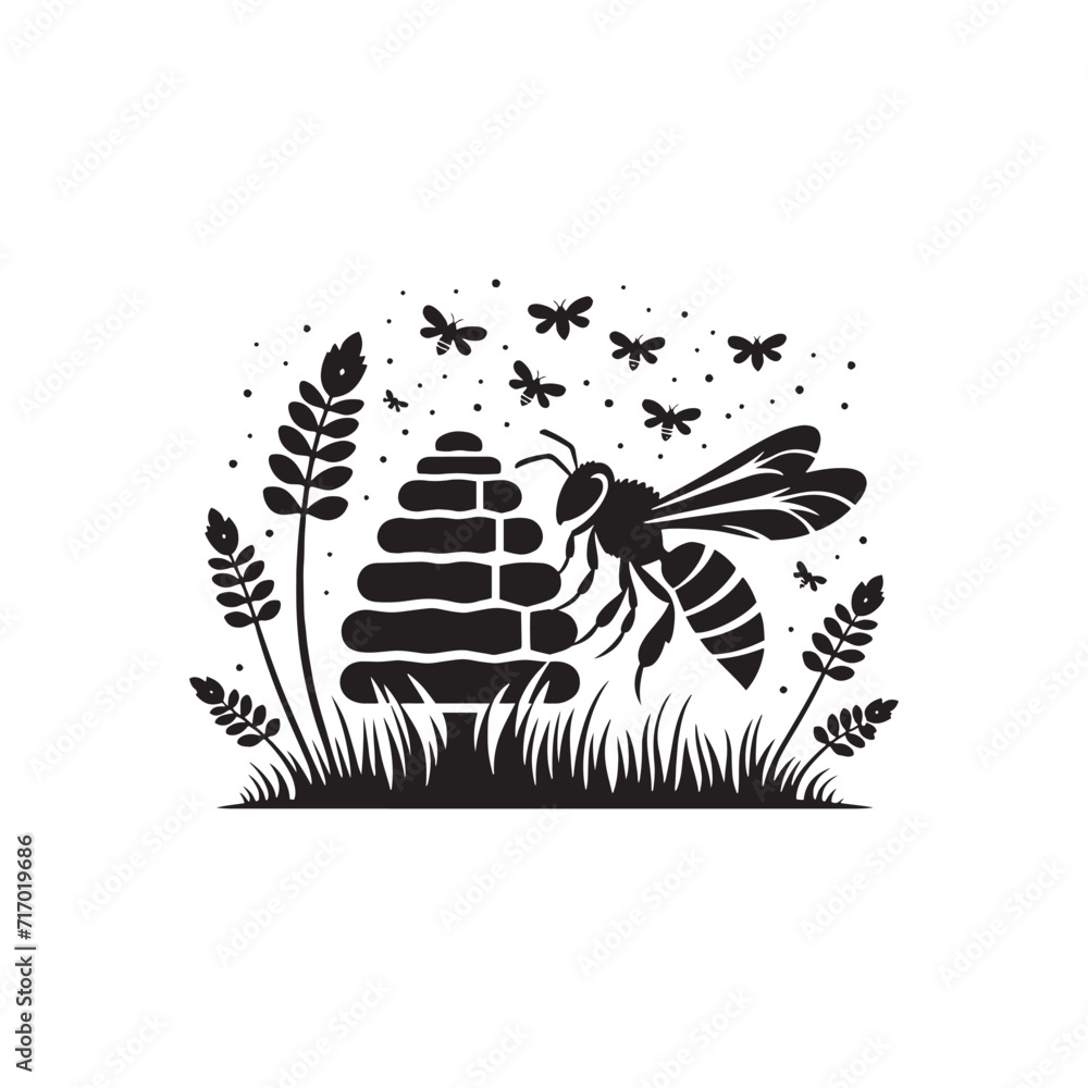 Vector de Stock Winged Emissaries: Honey Bee Silhouette Series ...