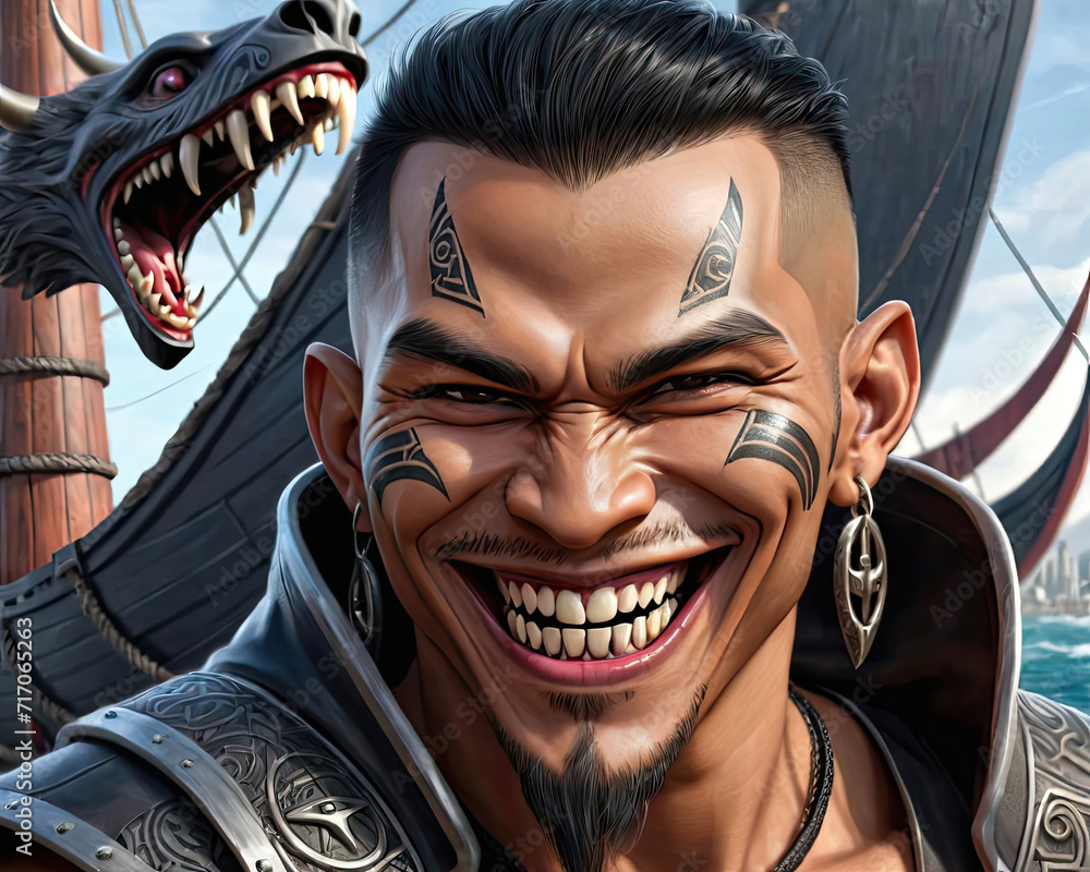 Artistic Close-Up Portrait of a Post-Apocalyptic Vampire with Long ...