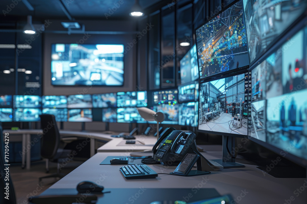 Stock-Foto „Industry 4.0 Modern Factory: Security Control Room with ...