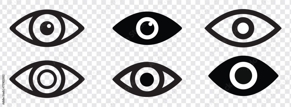 Eye icon set. Eye and crossed eye signs. See and unsee symbol. Hide or ...