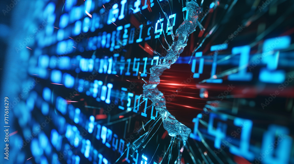 Computer Screen With a Crack, data leak concept background Stock Photo ...