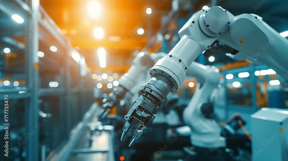 Generative AI : Robotics Industry Four Engineering Facility Robot Arm ...