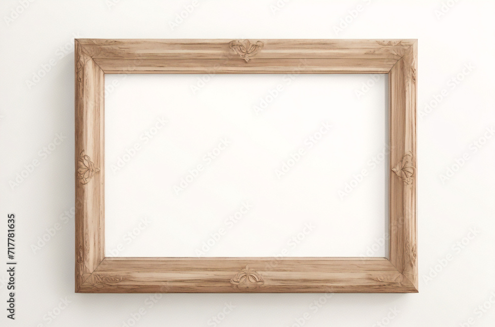 Marco vertical rectangular fino de madera clara colgado en una pared ...