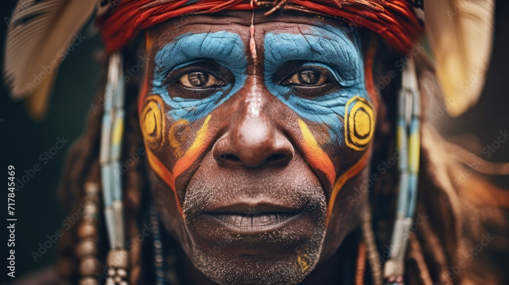 Authentic Native African Warrior Painted in Colorful Tribe Culture ...