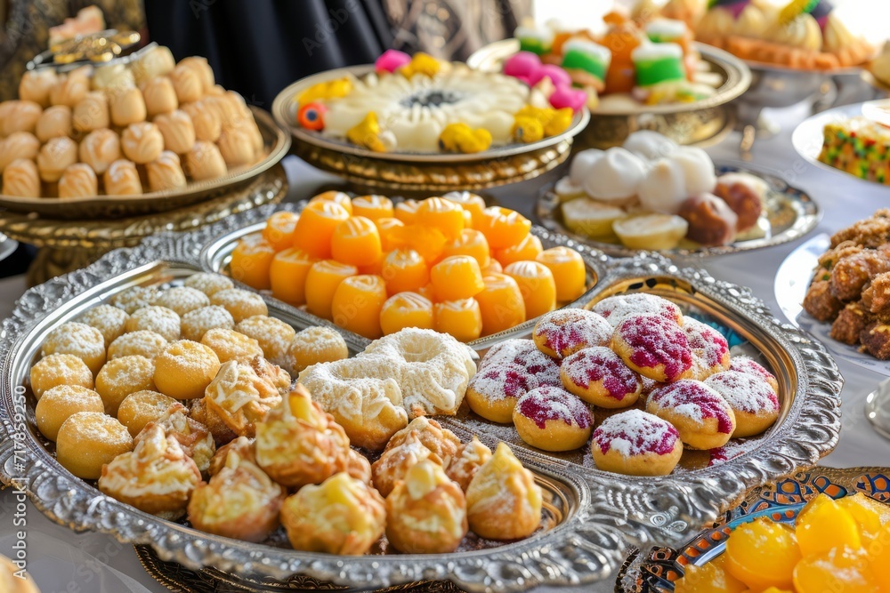 Ramadan food made from assorted middle eastern sweets maamoul, basbousa ...