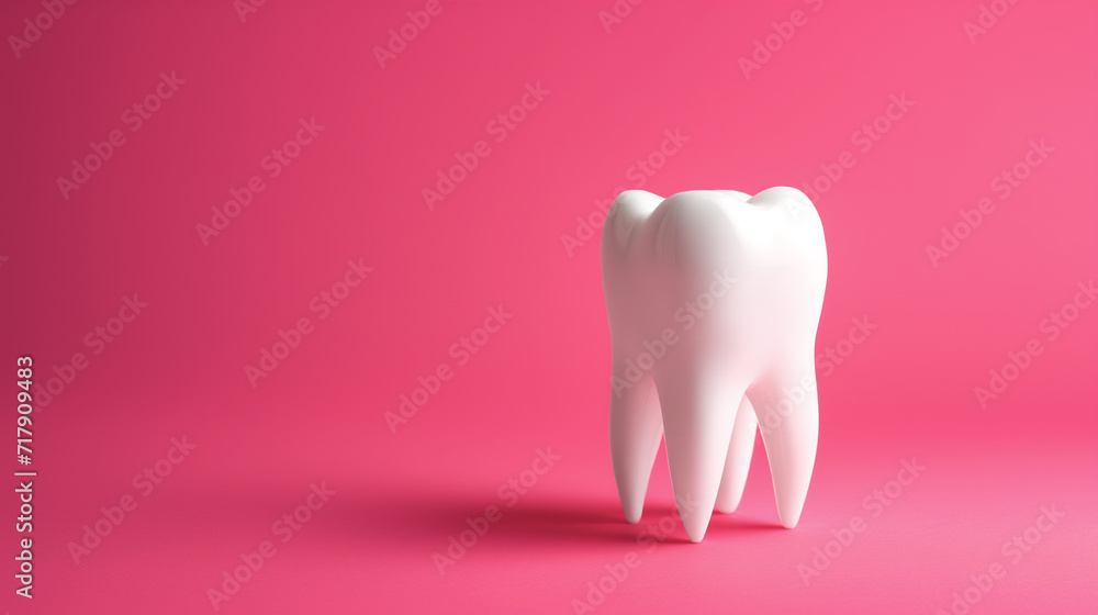 3d white teeth root on a pink background 3d render of zirconia crown ...