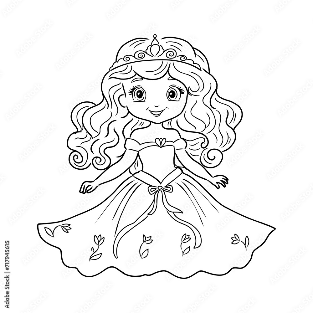 Little Princess Coloring page for kids Stock Vector | Adobe Stock