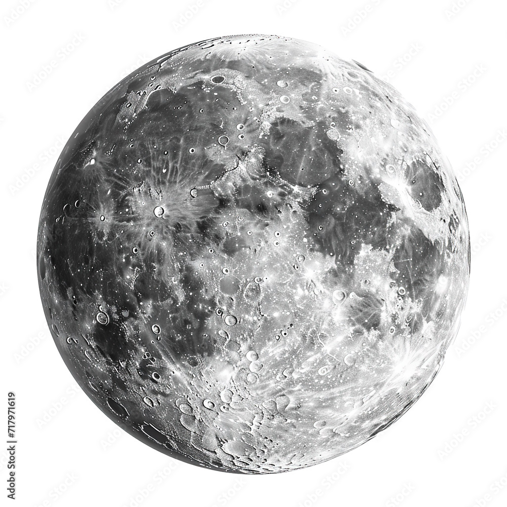 Full moon with black spots isolated over white background Stock ...