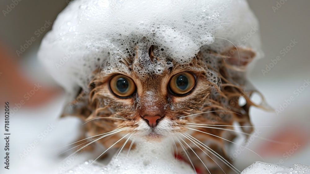 Funny wet cat getting a bath from a girl hilarious fluffy feline ...