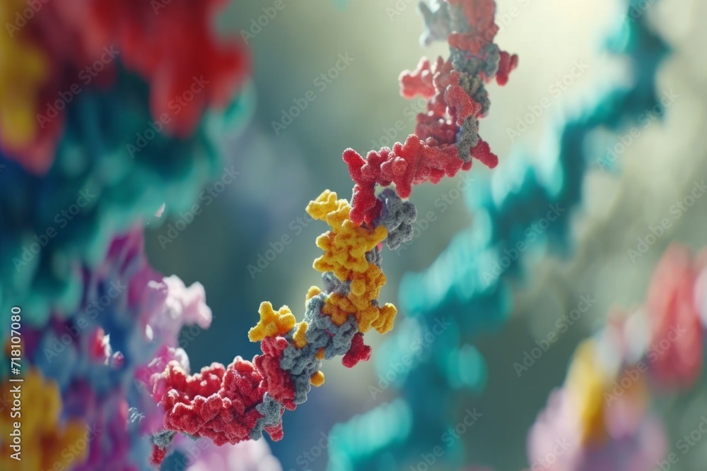 Foto de Stock Protein atomic scale micro particles dna dnr atoms ...