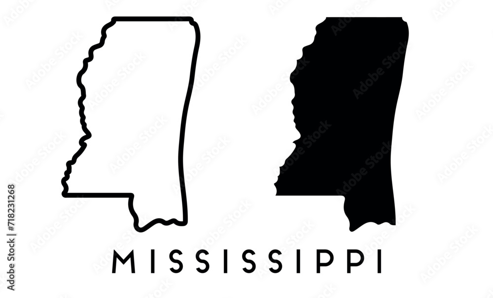 Mississippi state map silhouette vector set Stock Vector | Adobe Stock