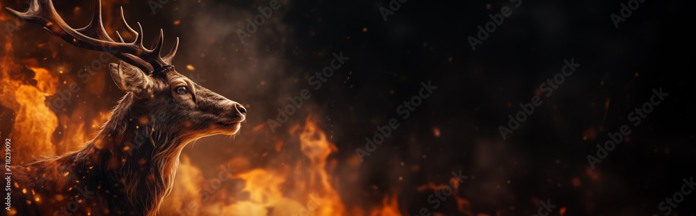 Blazing Stag Fantasy Poster: Ashes, Embers, and Flames Illuminate a ...