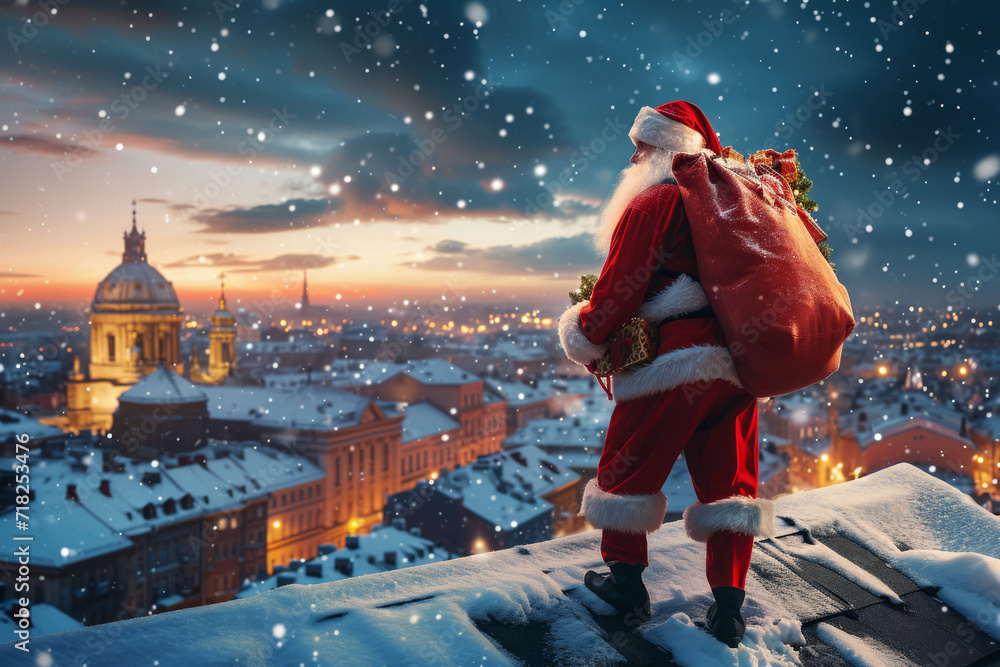 Magical Christmas Eve, Santa in Iconic Red Suit Stock Photo | Adobe Stock