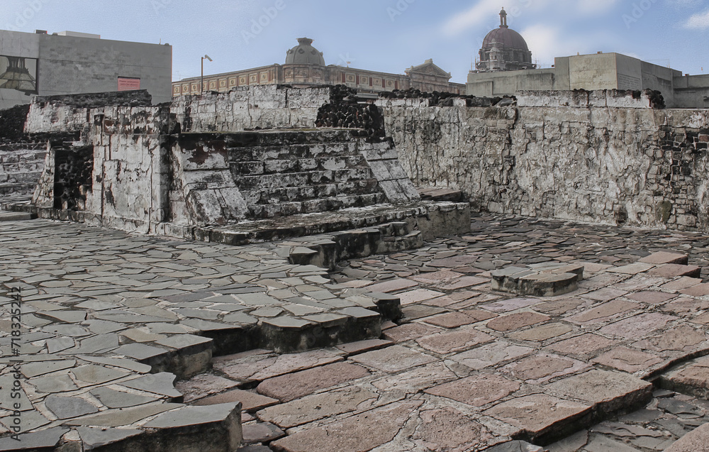 The ruins of the Great Pyramid (or Templo Mayor) the main temple of ...