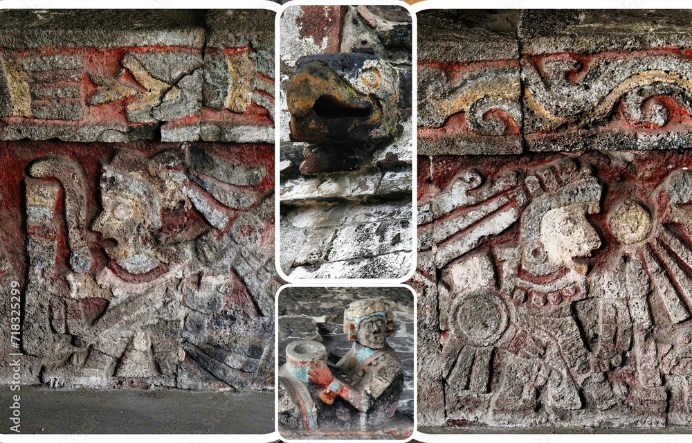 The ruins of the Great Pyramid (or Templo Mayor) the main temple of ...