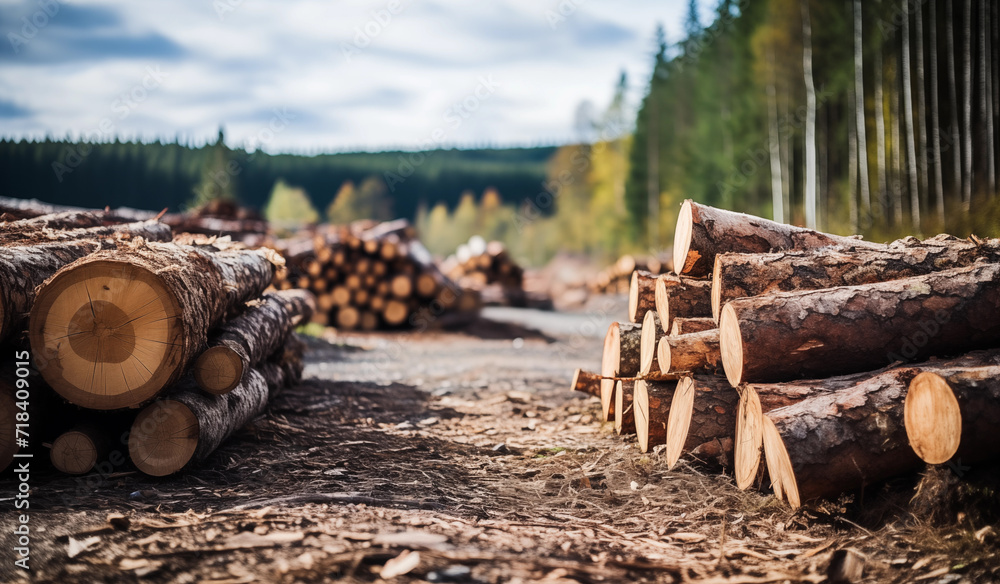 Deforestation illustration - wood cut impact on environment - climate ...